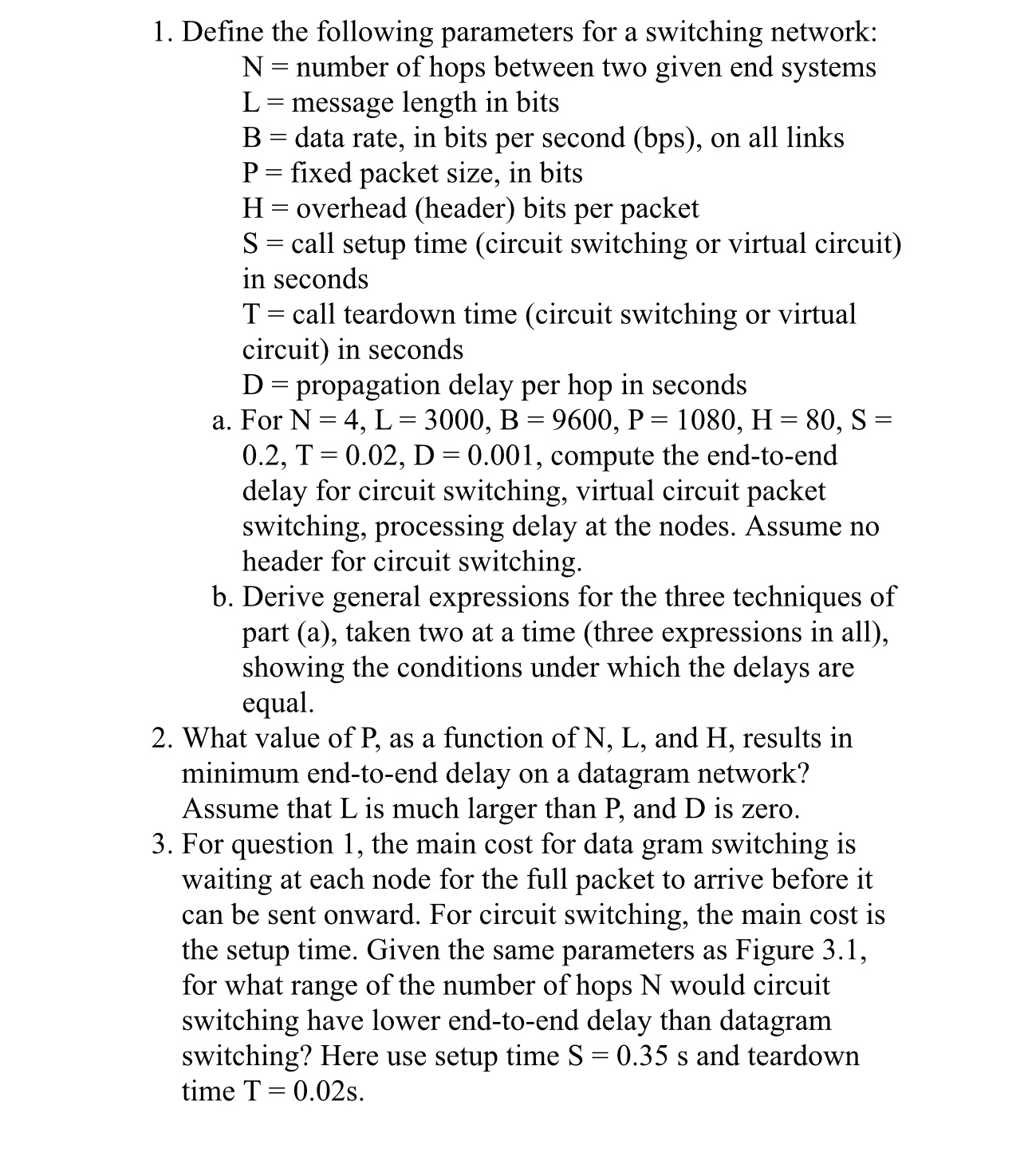 Solved Define the following parameters for a switching | Chegg.com