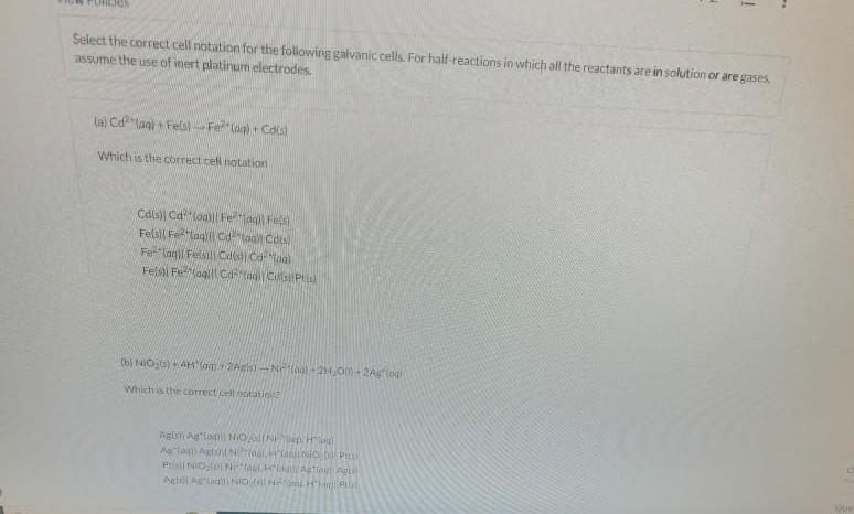 Solved Select the correct cell notation for the following | Chegg.com