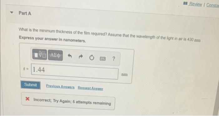 Solved A thin film of polystyrene of refractive index 1.49 | Chegg.com