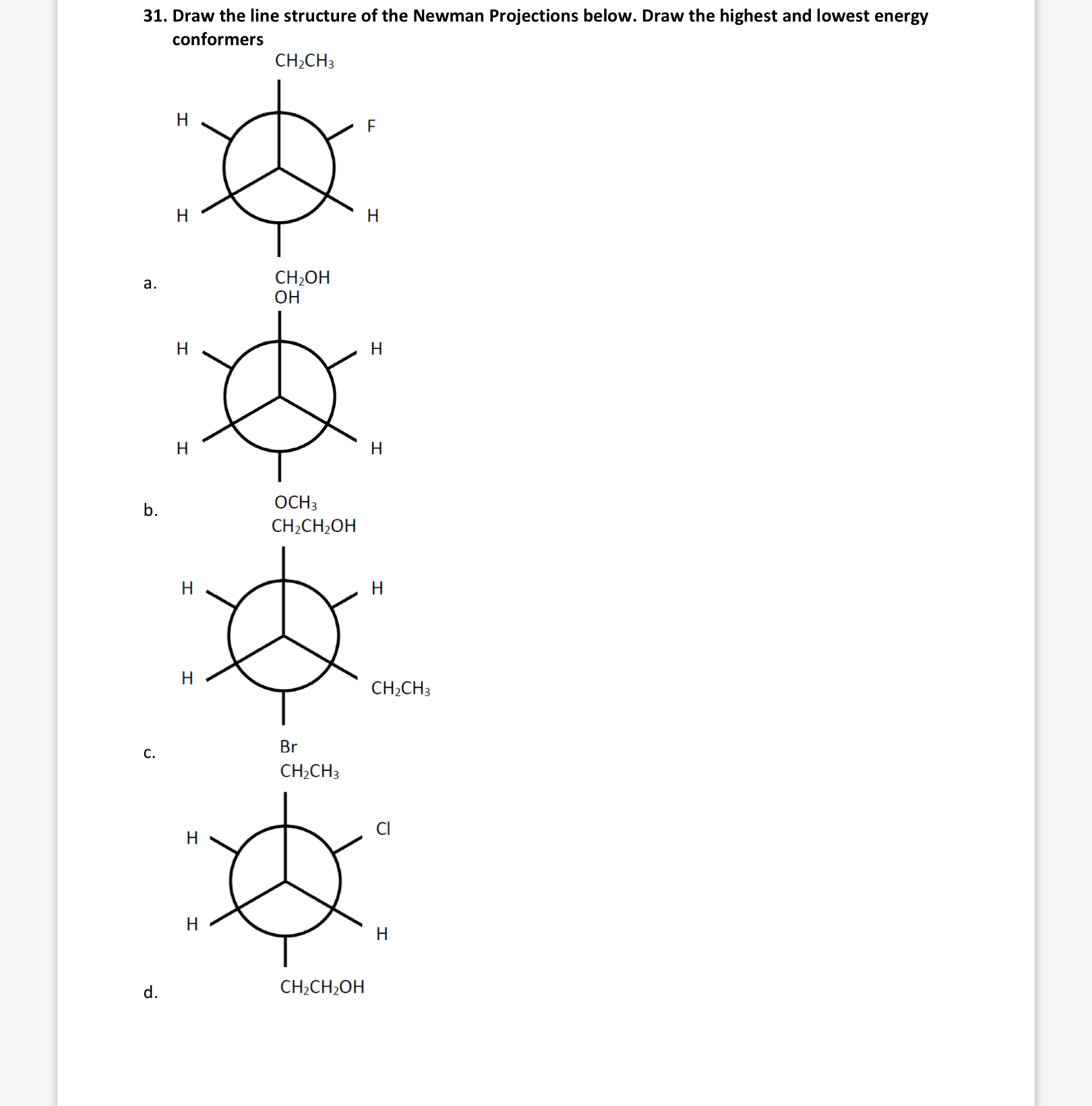 Solved Draw the line structure of the Newman Projections | Chegg.com