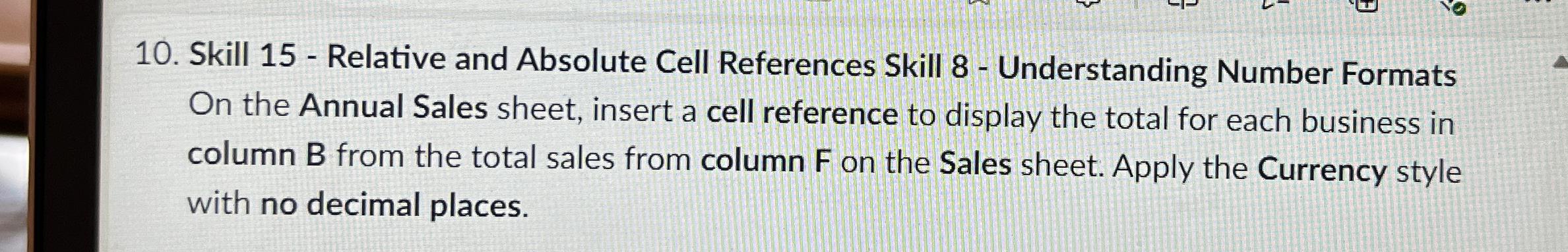 Solved Skill 15 - ﻿Relative and Absolute Cell References | Chegg.com
