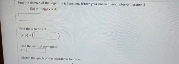 Solved Find the domain of the logarithmic function. (Enter | Chegg.com