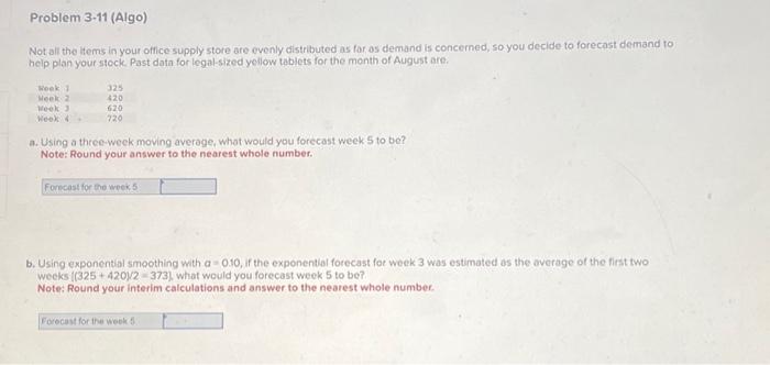Solved Problem 3-11 (Algo) Not all the items in your office | Chegg.com
