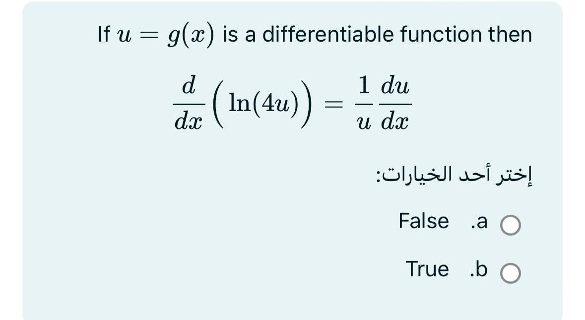 Solved If u=g(x) ﻿is a differentiable function | Chegg.com