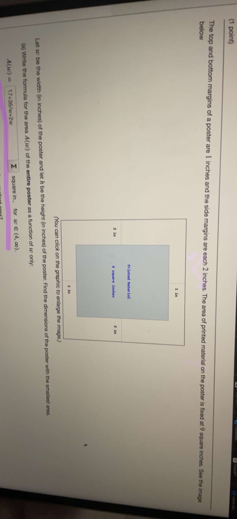 Solved (1 ﻿point)a 4=2Y momenThe top and bottom margins of a | Chegg.com