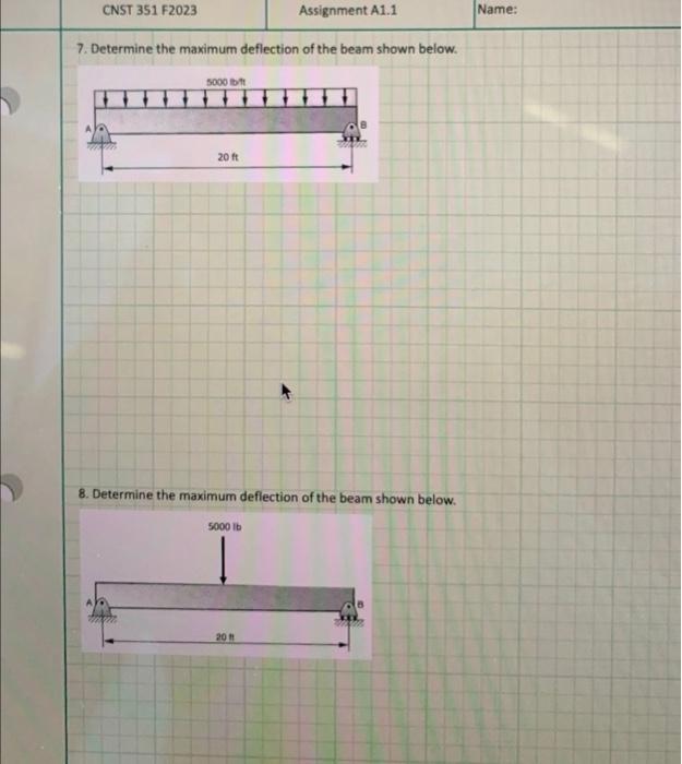 Solved 7. Determine the maximum deflection of the beam shown | Chegg.com
