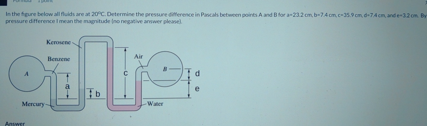 Solved In the figure below all fluids are at 20°C. | Chegg.com