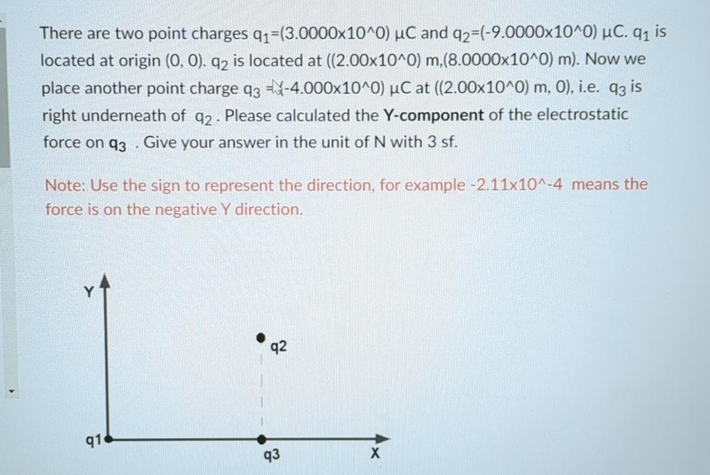 Solved There are two point charges q1=(3.0000×10???0)μC ﻿and | Chegg.com