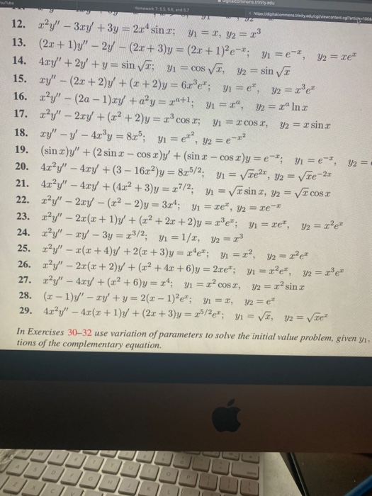 Solved Parameters 263 In Exercises 7–29 use variation of | Chegg.com
