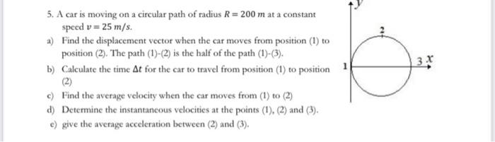Solved 5. A car is moving on a circular path of radius R=200 | Chegg.com
