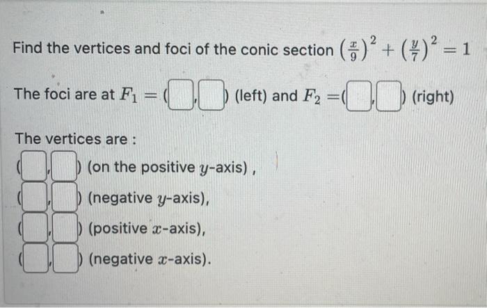 Solved Find the vertices and foci of the conic section | Chegg.com