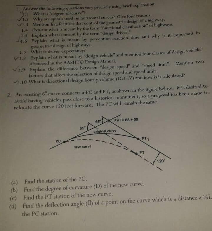 Solved 1. Answer the following questions very precisely | Chegg.com