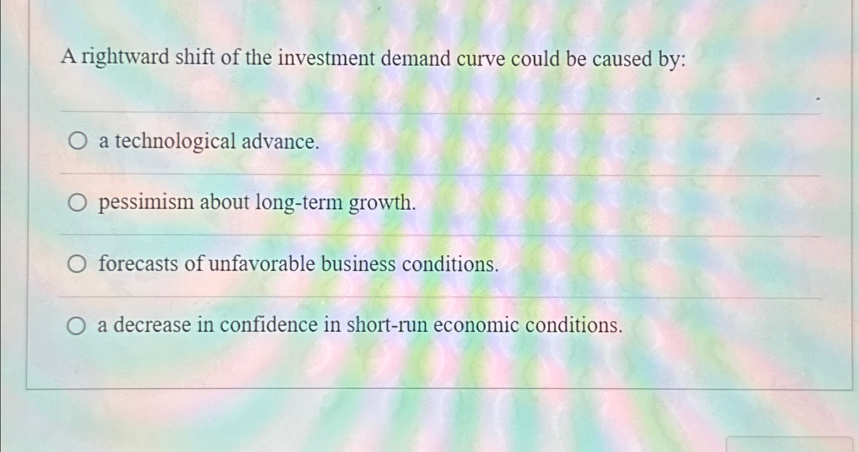 Solved A rightward shift of the investment demand curve | Chegg.com