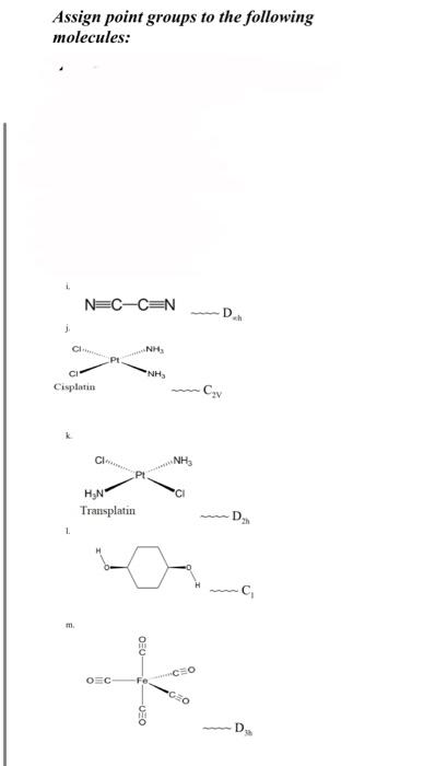 Solved Assign point groups to the following molecules: | Chegg.com