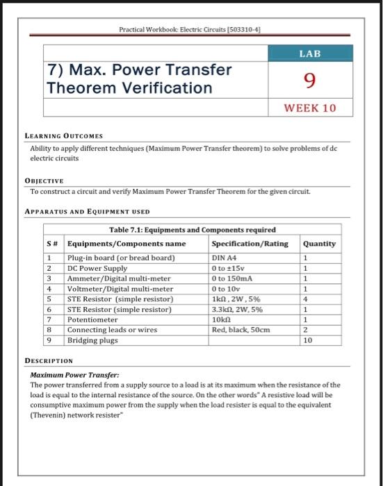 Solved LEARNING OUTCOMES Ability to apply different | Chegg.com