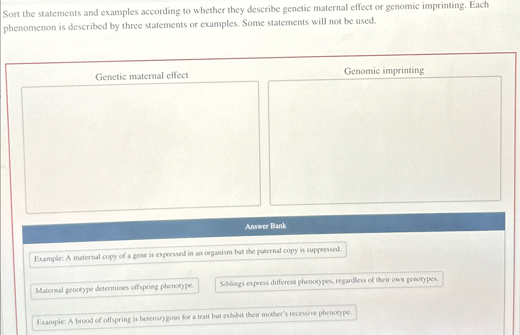 Solved Sort the statements and examples according to whether | Chegg.com