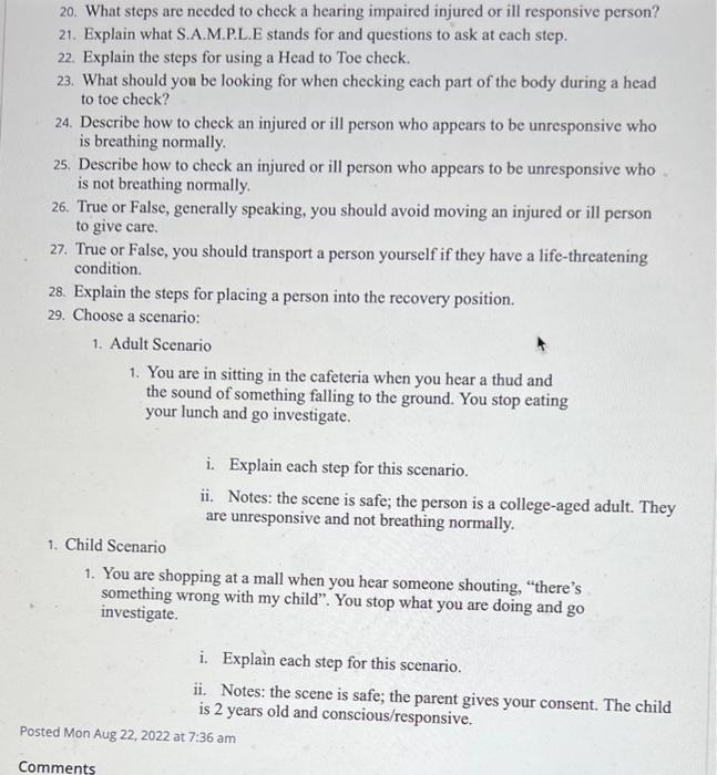 Solved Before Giving Care \& Checking on an Injured Person | Chegg.com