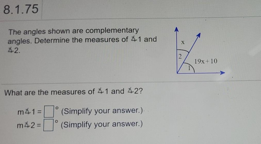 Solved The angles shown are complementary angles. Determine | Chegg.com