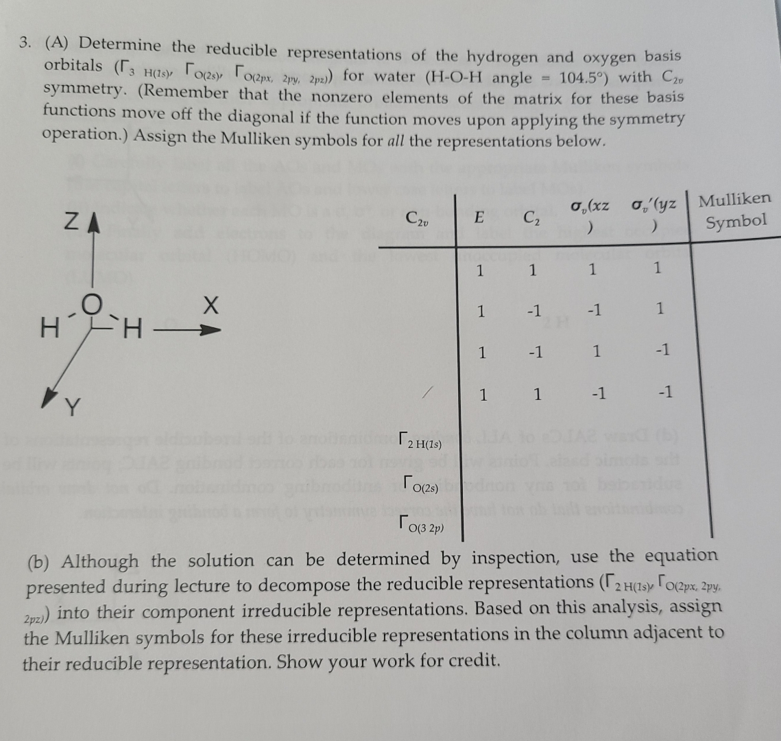 Solved (A) ﻿Determine the reducible representations of the | Chegg.com