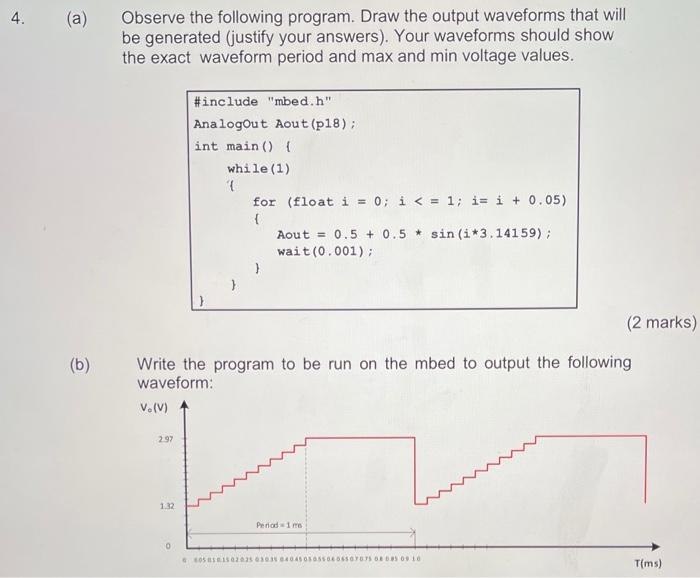 Solved 4 . (a) Observe the following program. Draw the | Chegg.com