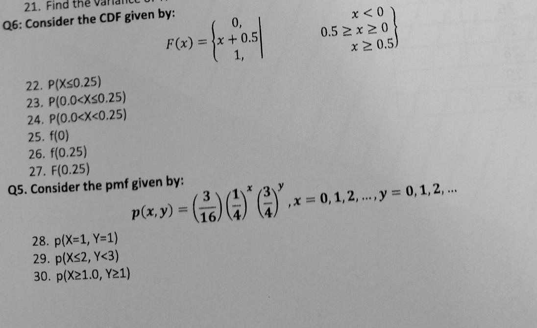 Solved Q6: Consider the CDF given by: | Chegg.com