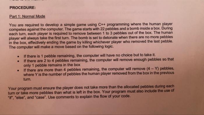 Solved PROCEDURE: Part 1: Normal Mode You are required to | Chegg.com