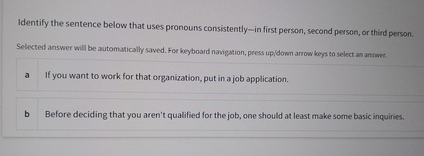 Solved Identify the sentence below that uses pronouns | Chegg.com