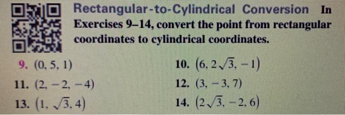 Solved Rectangular-to-Cylindrical Conversion In Exercises | Chegg.com