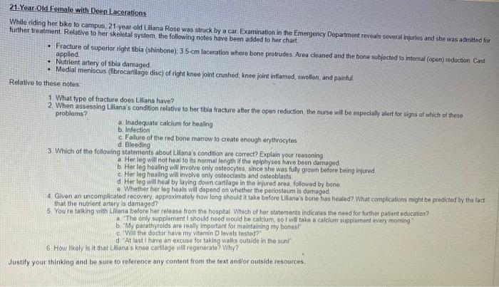 21-Year-Old Female with Deep Lacerations While riding | Chegg.com