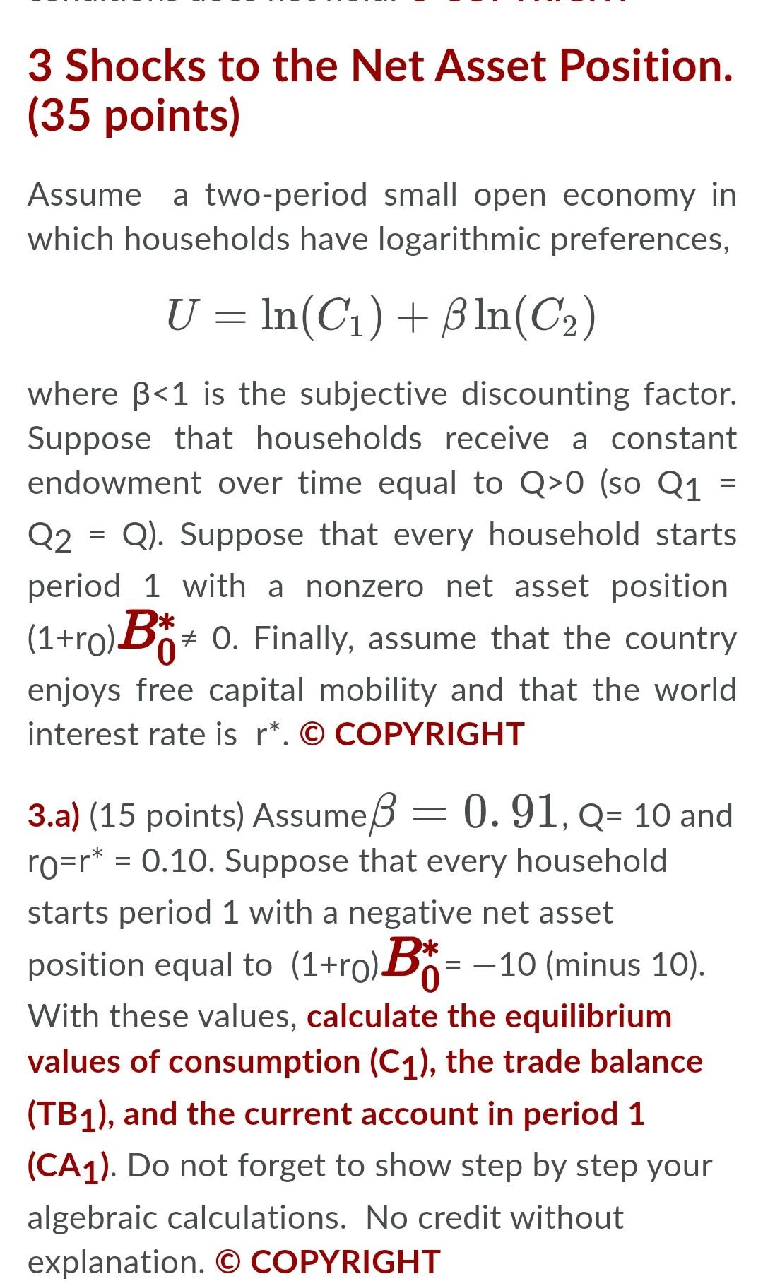 Solved 3 Shocks to the Net Asset Position. (35 points) | Chegg.com