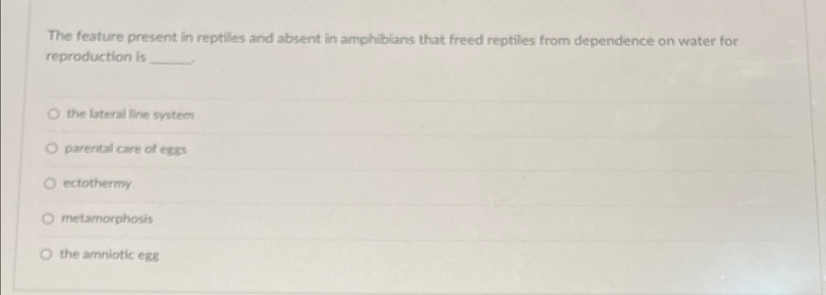 Solved The feature present in reptiles and absent in | Chegg.com