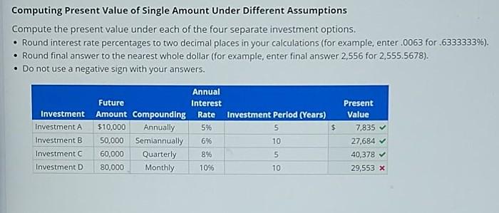 Solved Computing Present Value of Single Amount Under | Chegg.com