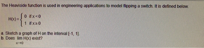 Solved The Heaviside function is used in engineering | Chegg.com