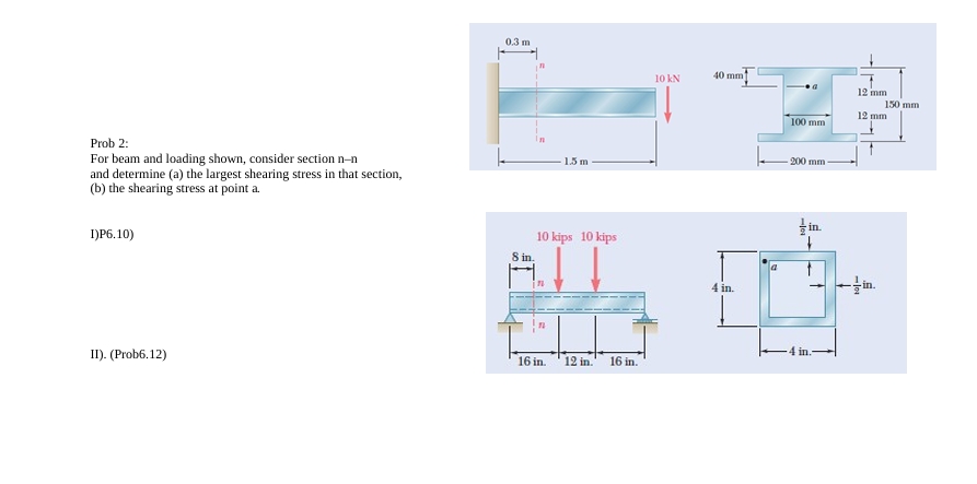 Solved Prob 2: For beam and loading shown, consider section | Chegg.com