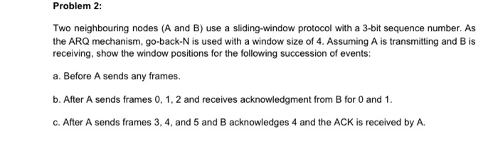 Solved Problem 2: Two neighbouring nodes (A and B) use a | Chegg.com