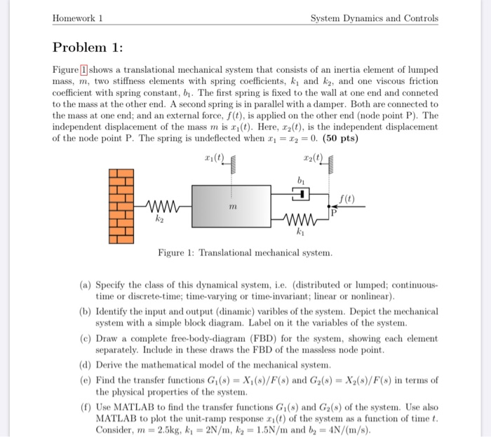 Solved Homework 1 System Dynamics and Controls Problem 1: | Chegg.com