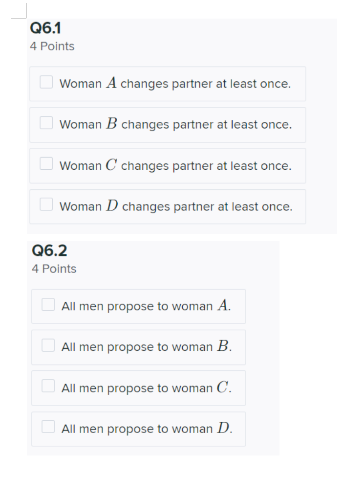 Solved Q6 Stable matching 15 Points Consider the following | Chegg.com