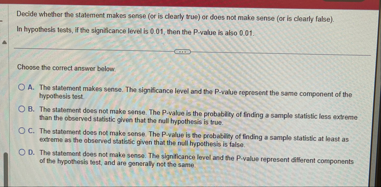 Solved Decide whether the statement makes sense (or is | Chegg.com