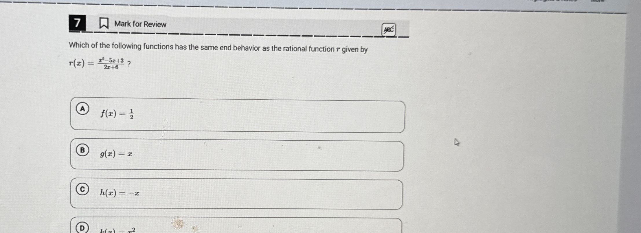 Solved 7 П ﻿Mark for ReviewWhich of the following functions | Chegg.com