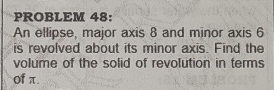 Solved PROBLEM 48:An ellipse, major axis 8 ﻿and minor axis 6 | Chegg.com