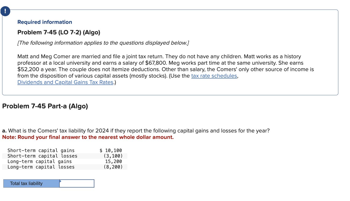 Solved Required informationProblem 7-45 (LO 7-2) (Algo)[The | Chegg.com