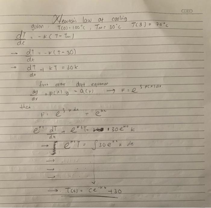 Solved how to you derive the newton law of cooling formula | Chegg.com