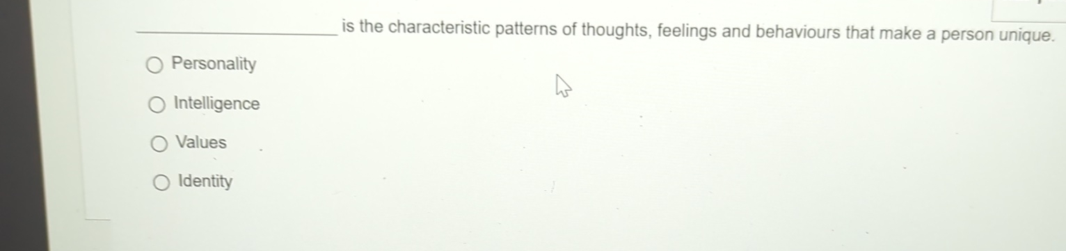 Solved is the characteristic patterns of thoughts, feelings | Chegg.com