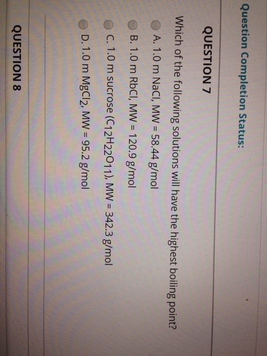 Solved Question Completion Status: QUESTION 7 Which of the | Chegg.com