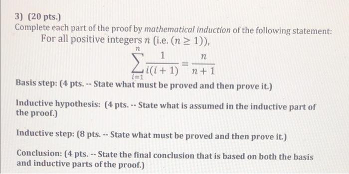 Solved discrete mathematics complete basis step, inductive | Chegg.com