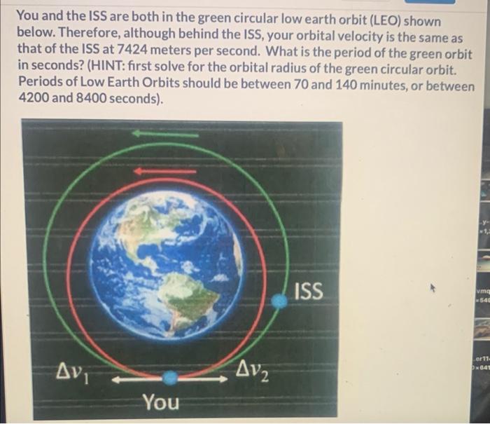 Solved You and the ISS are both in the green circular low | Chegg.com