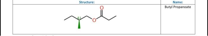 Solved Structure: Name: Butyl Propanoate TRANSHETTANCET 50 | Chegg.com