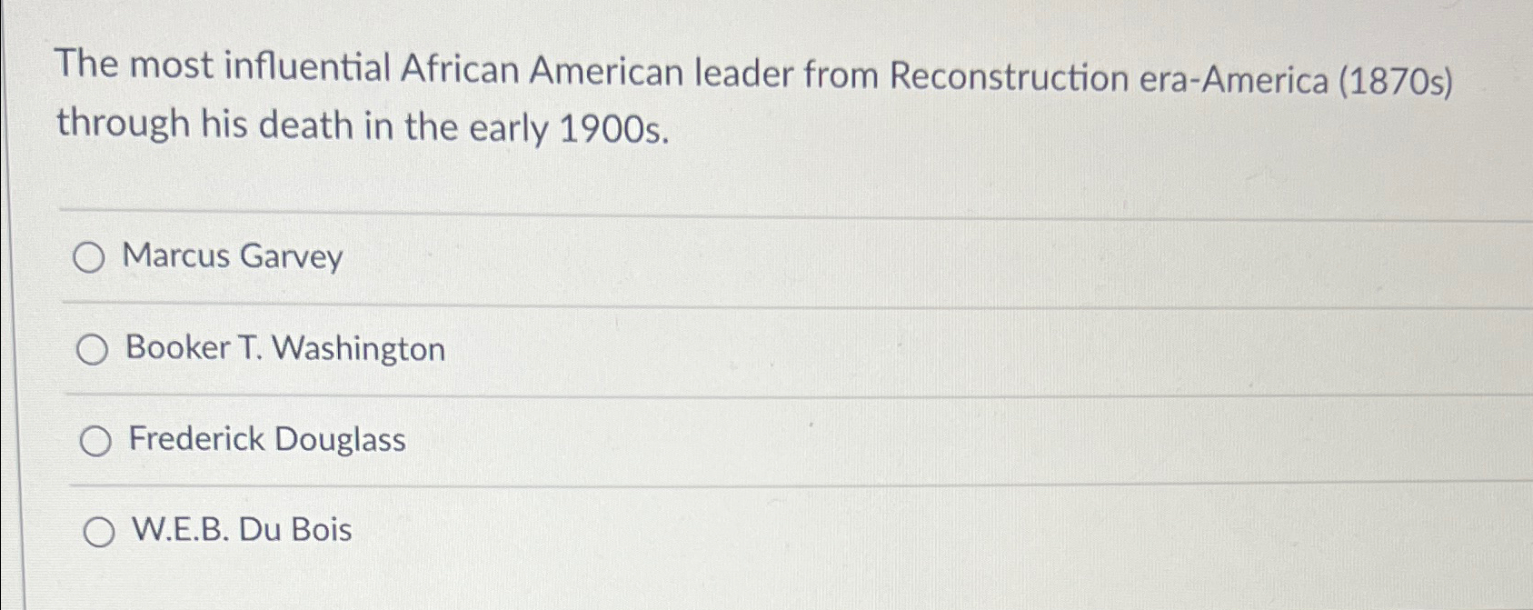 Solved The most influential African American leader from | Chegg.com