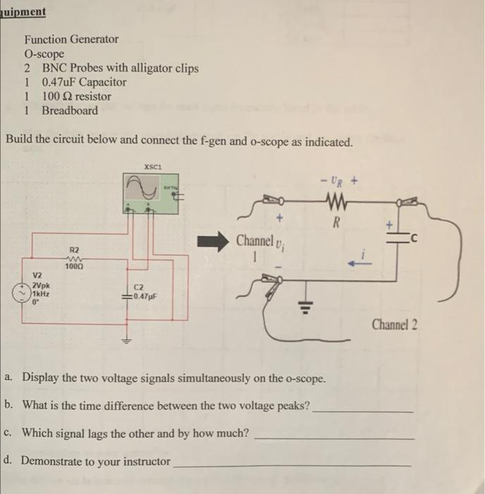 Solved Build the circuit below and connect the f-gen and | Chegg.com