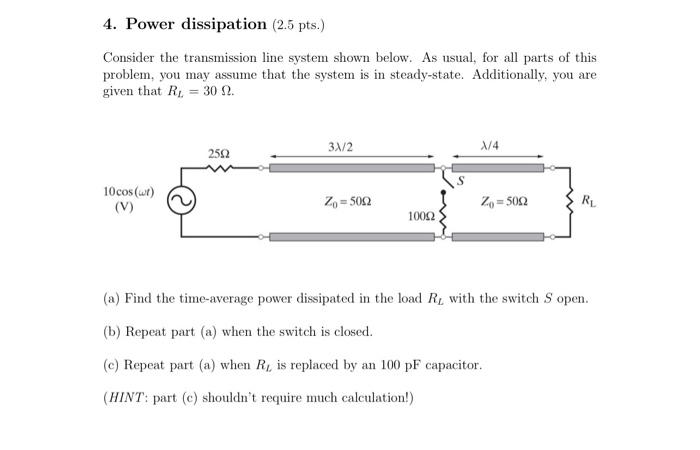 Solved 4. Power dissipation (2.5 pts.) Consider the | Chegg.com
